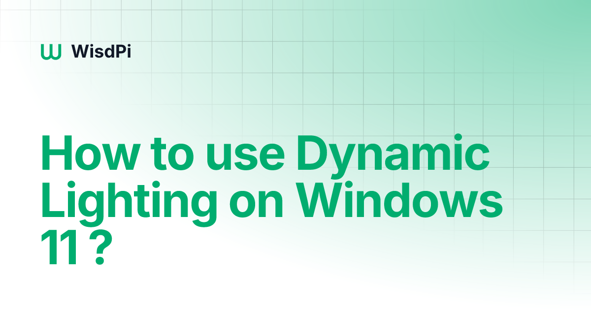 How to use Dynamic Lighting on Windows 11 ? | WisdPi